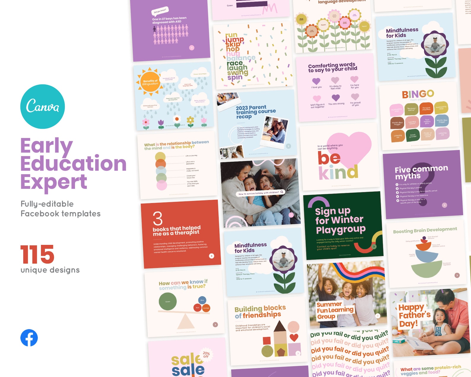 Facebook Canva Templates for Early Education (informative, Educator ...