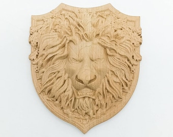 Onlay Furniture Lion, Wall Ornament Lion, Wood Appliques, Applique ...