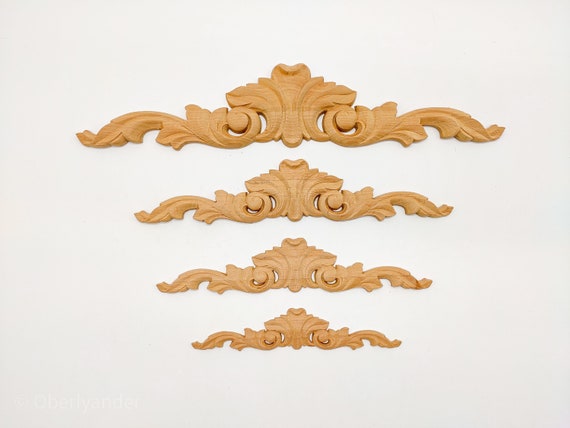 Applique Furniture Decor Bed Pediments Wood Appliques Onlay | Etsy