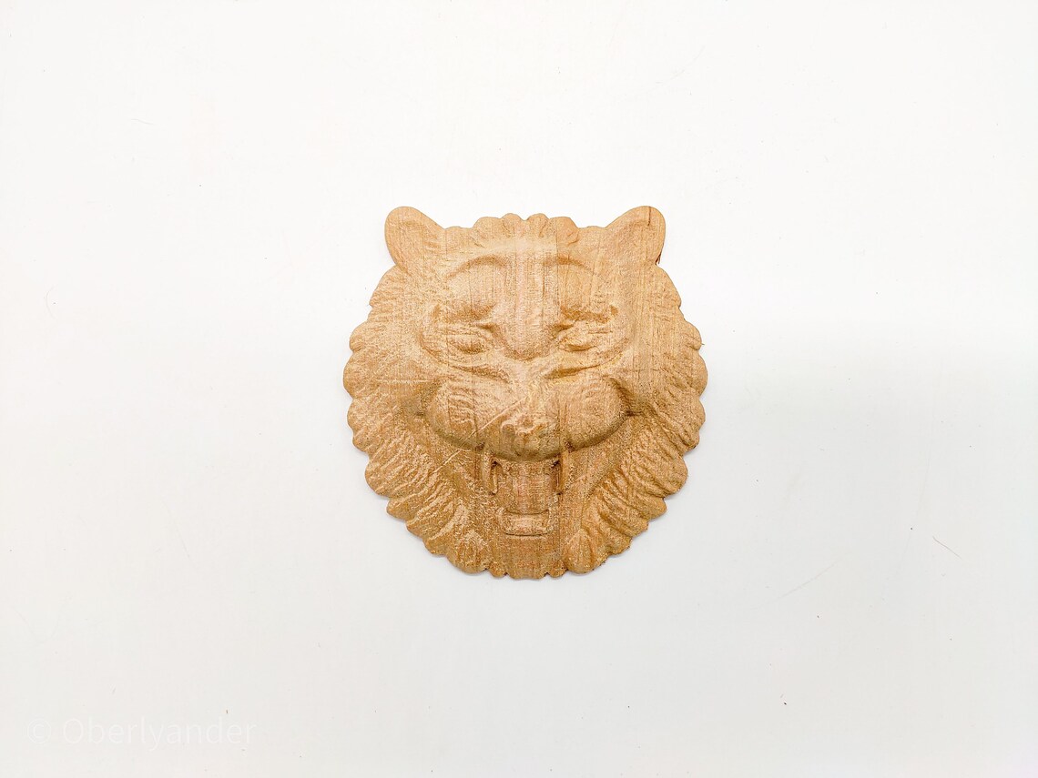 Wall Ornament Lion Wood Appliques Onlay Furniture Applique - Etsy