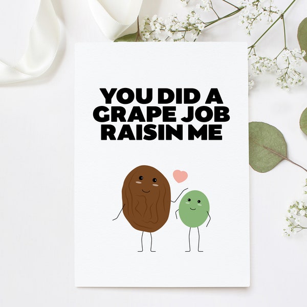 You Did a Grape Job Raisin Me Card - Etsy