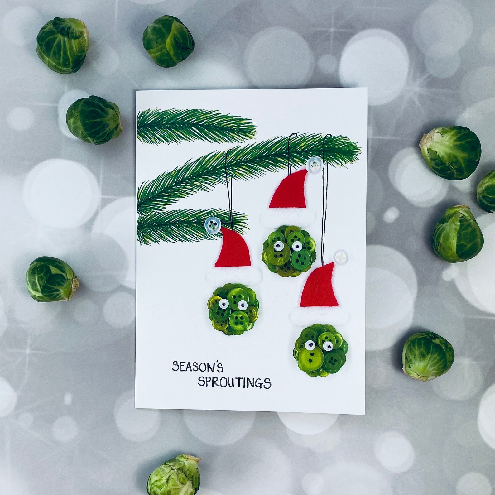 Funny Sprout Baubles Christmas Card: Button Picture Festive Card - Etsy UK