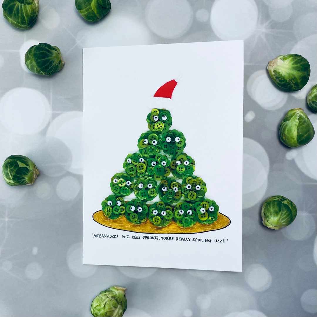 Funny Sprouts Christmas Card: Button Picture Festive Card - Etsy UK