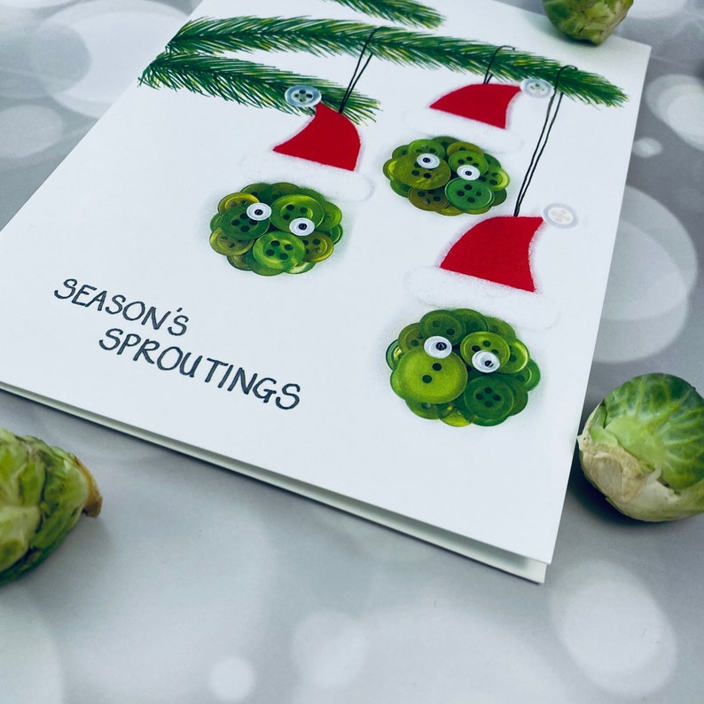 Funny Sprout Baubles Christmas Card: Button Picture Festive Card - Etsy UK