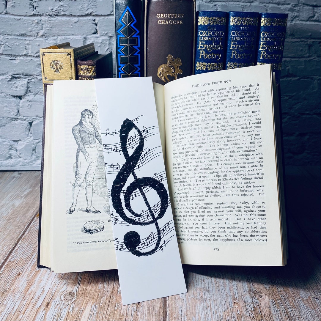 Treble Clef Musical themed bookmark, love books, book lovers bookmark ...
