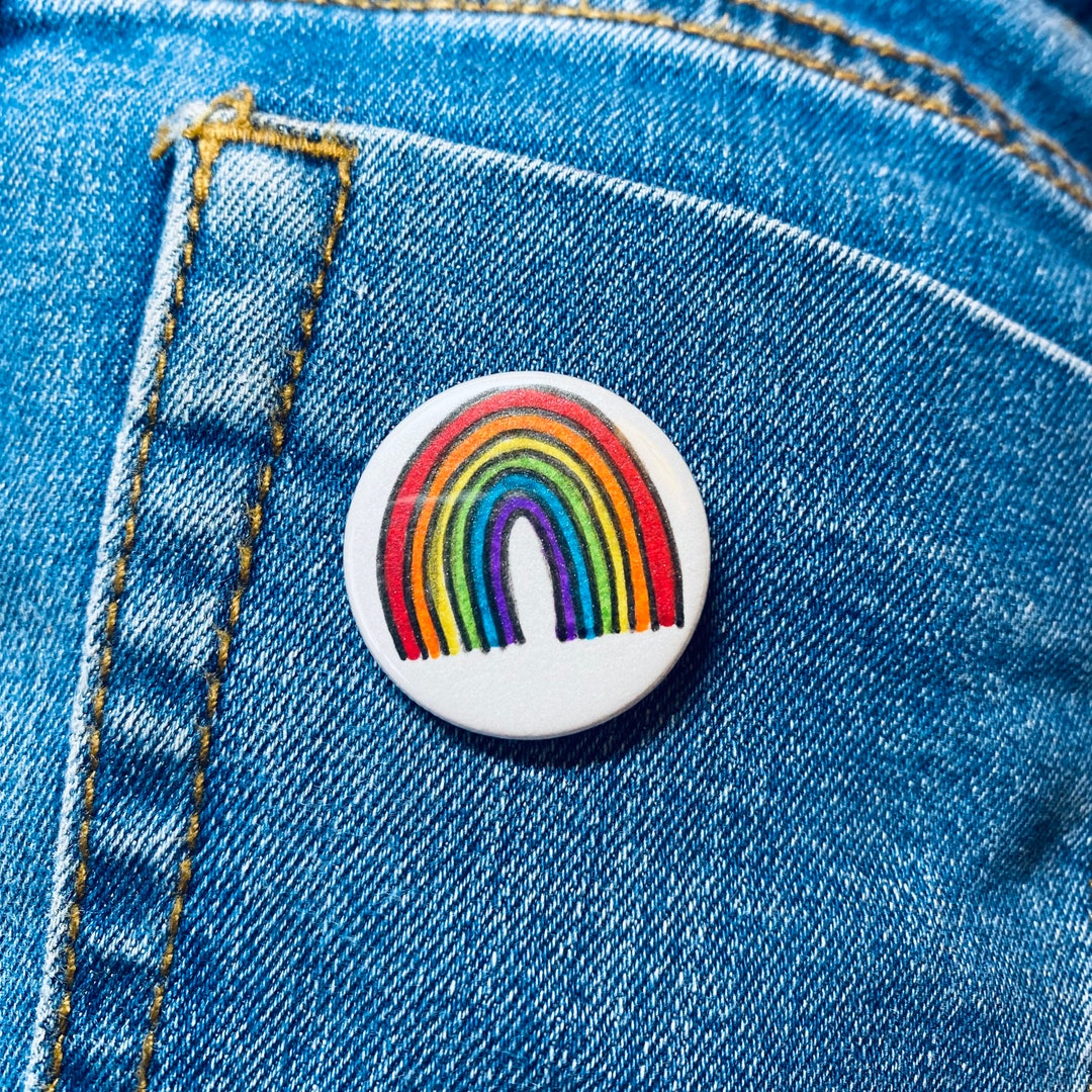 Rainbow Tiny Badge, 25mm Badge, Hand Drawn, Rainbow Badge, Jennifer ...