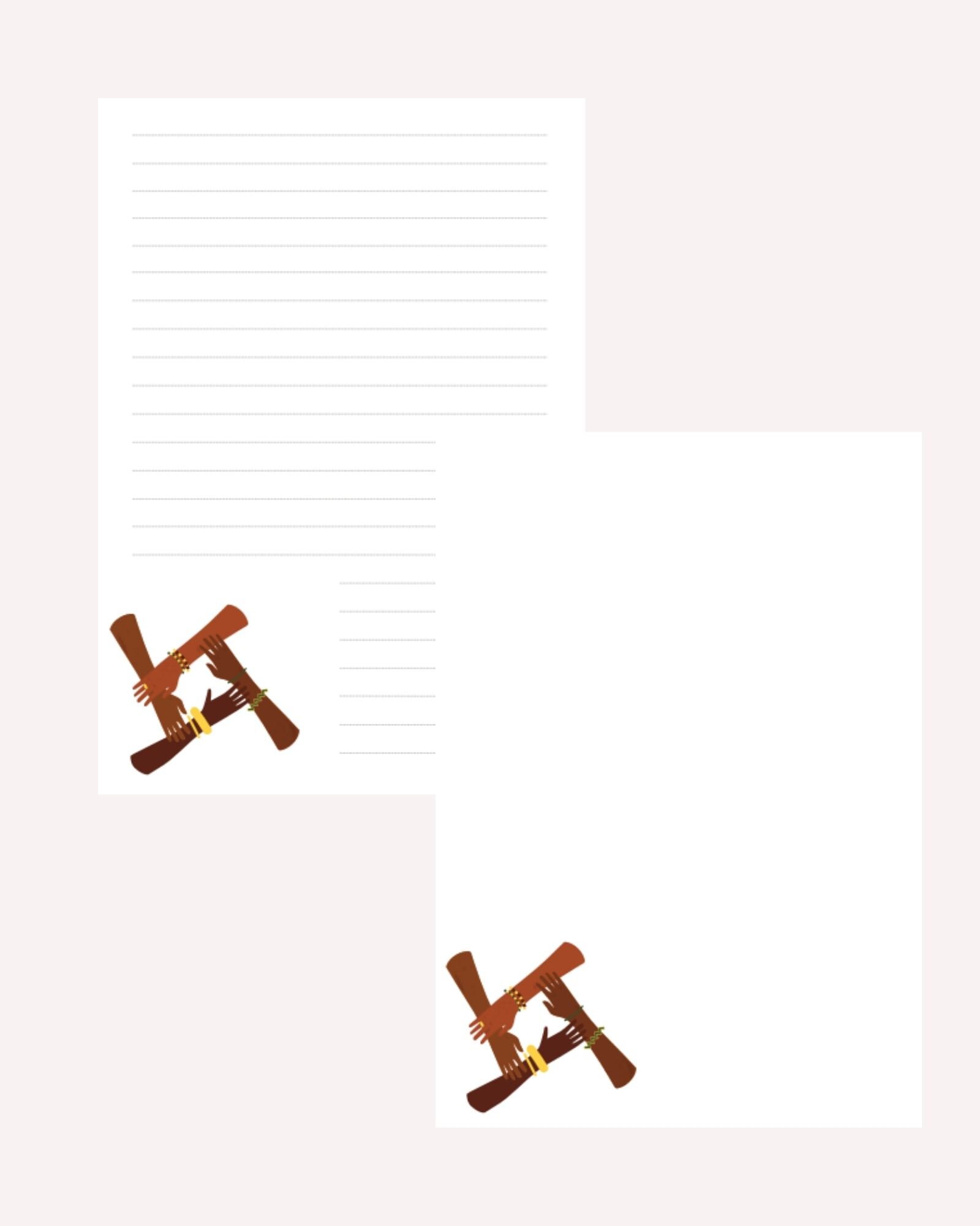Four Connected Hands Printable Writing Paper/ Stationery Paper ...