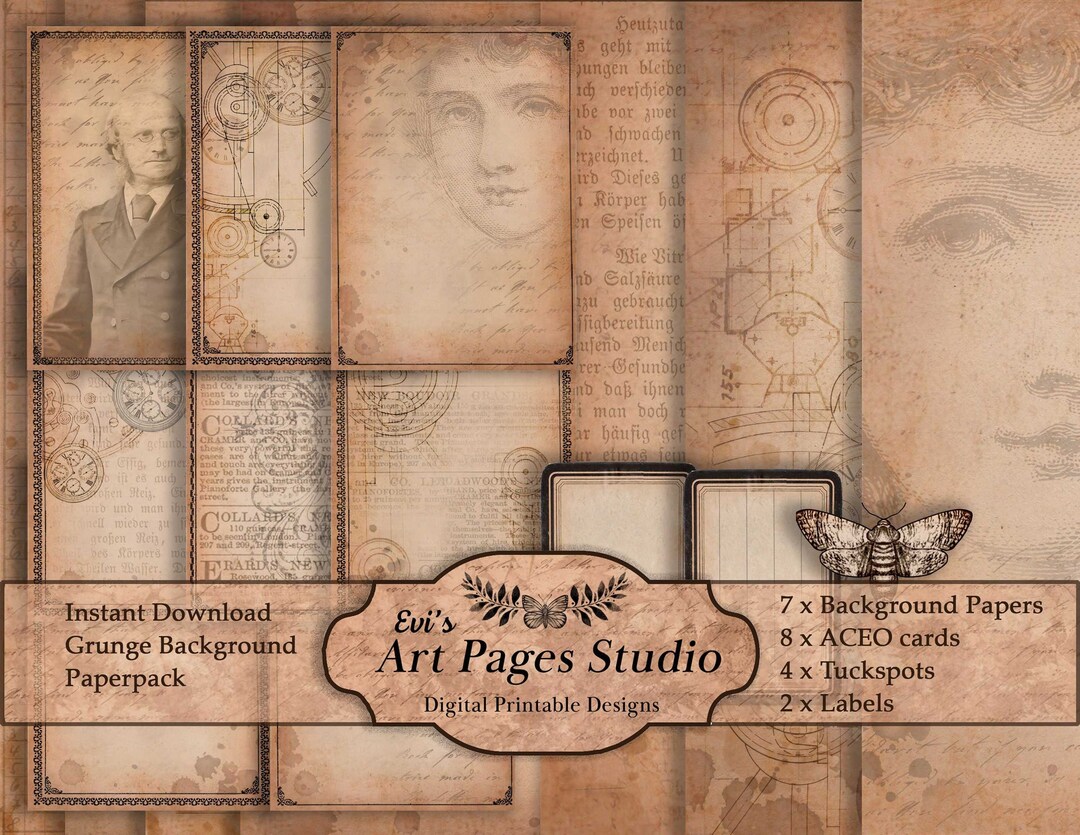Printable Vintage Grunge Papers/grunge Textures/scrapbook Papers ...