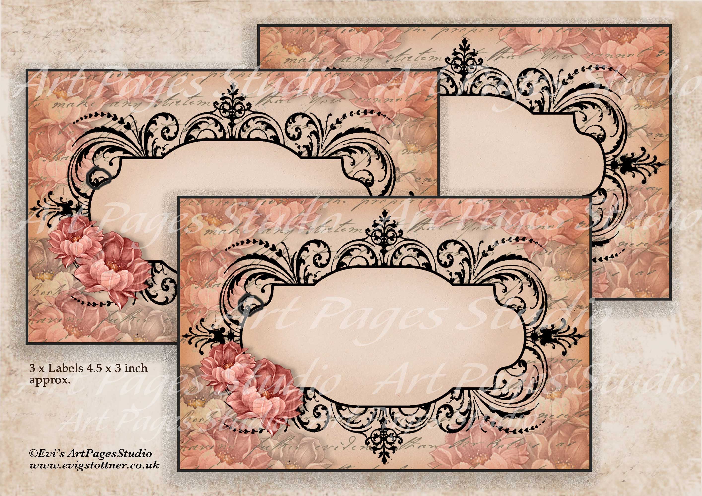 SHABBY CHIC Roses PRINTABLE Labels and Tags//vintage Digital Collage ...