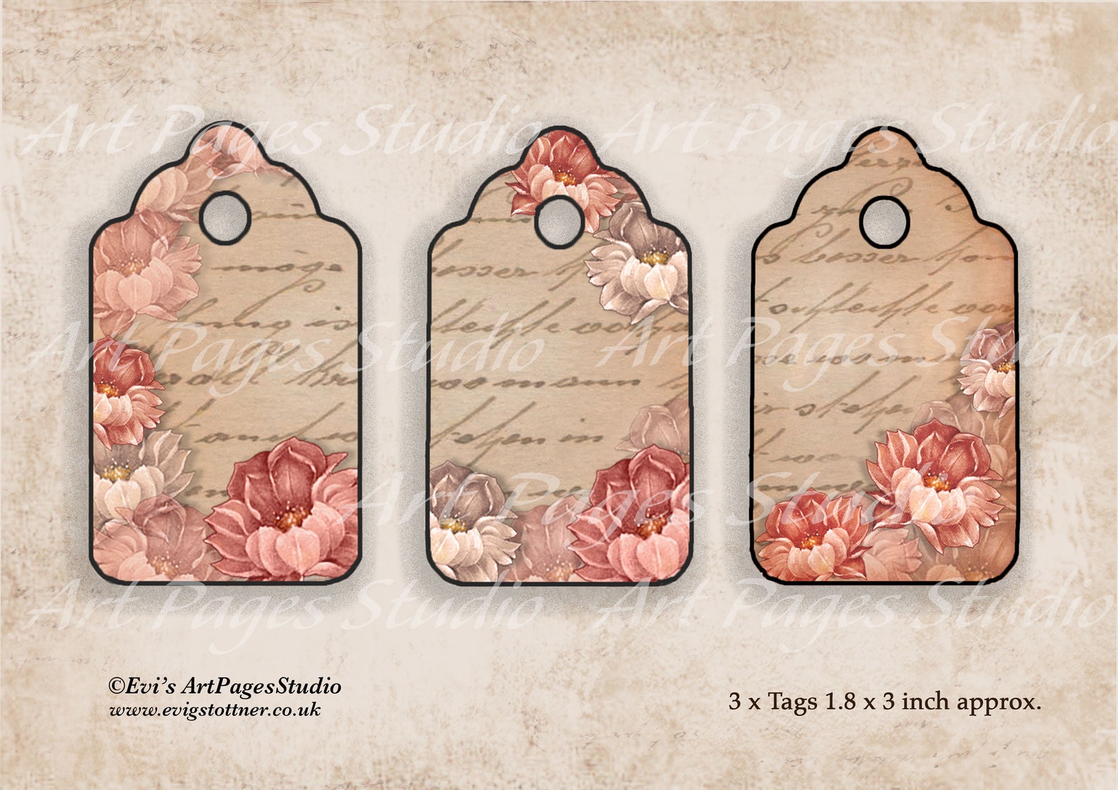 SHABBY CHIC Roses PRINTABLE Labels and Tags//vintage Digital Collage ...