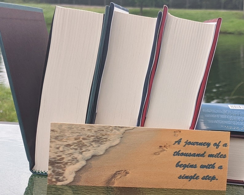 Footprints in the Sand Wooden Bookmark (A Journey of a Thousand Miles ...