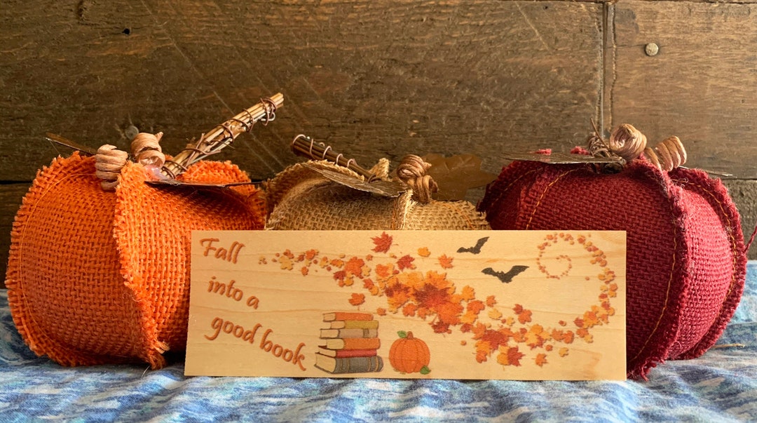Fall Into a Good Book Wooden Bookmark – Whimsical Autumn Design With ...