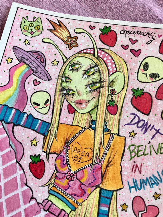 Alien Girl Original Art - Etsy
