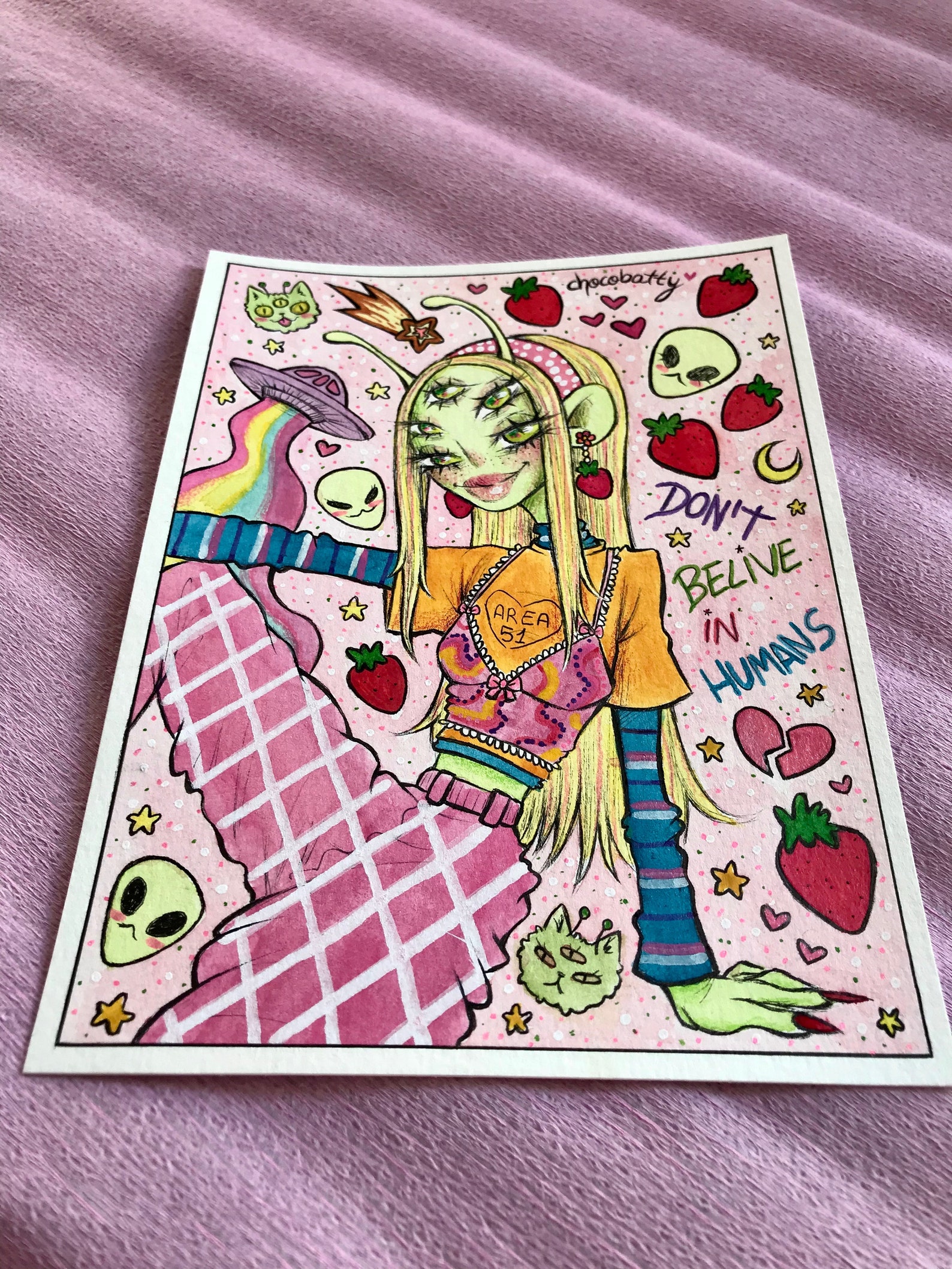 Alien Girl Original Art - Etsy