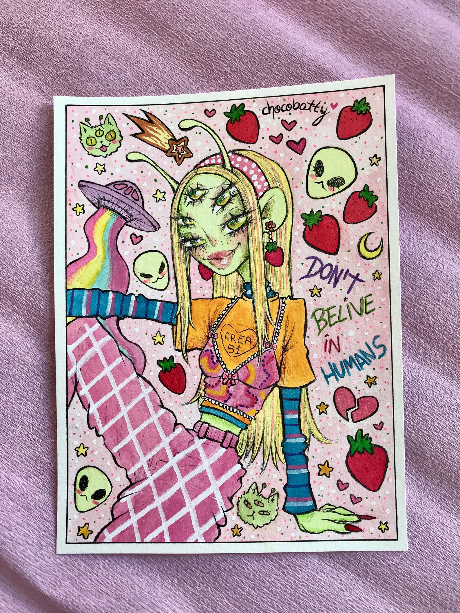 Alien Girl Original Art - Etsy