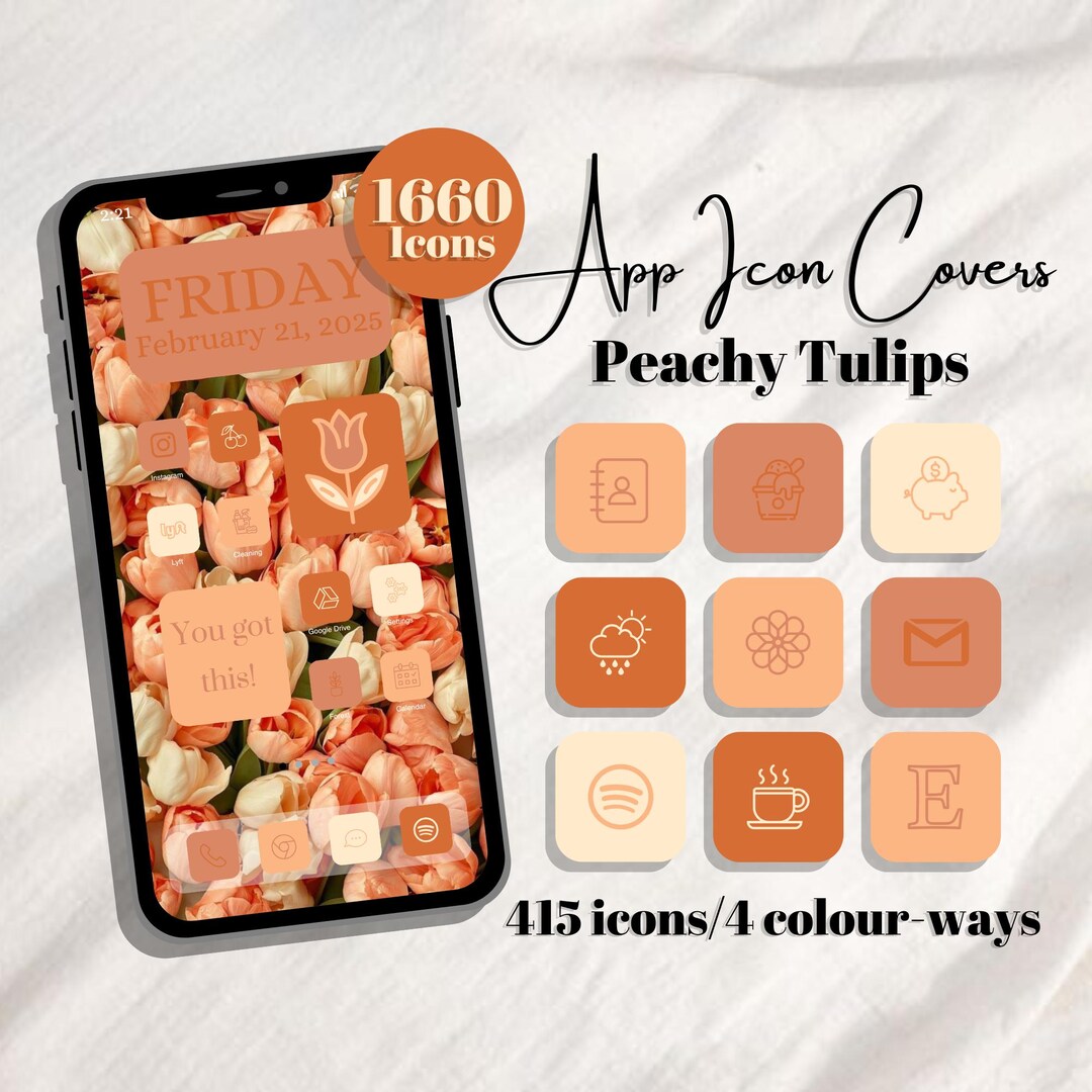 Peachy Tulips - App Icons: Peach, Orange, & Cream Ios Theme (1660 Icons ...