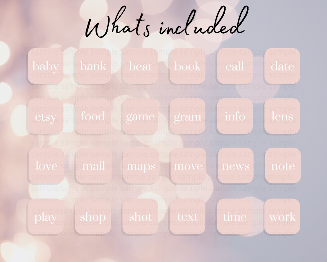 24pk Blush Pink Word App Icons + 6 Widget Images, All Colour Matched ...