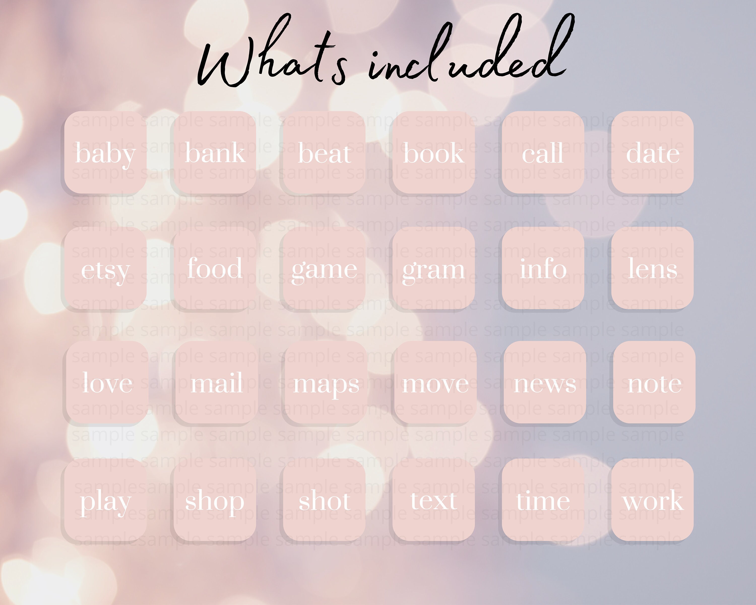24pk Blush Pink Word App Icons + 6 Widget Images, All Colour Matched ...