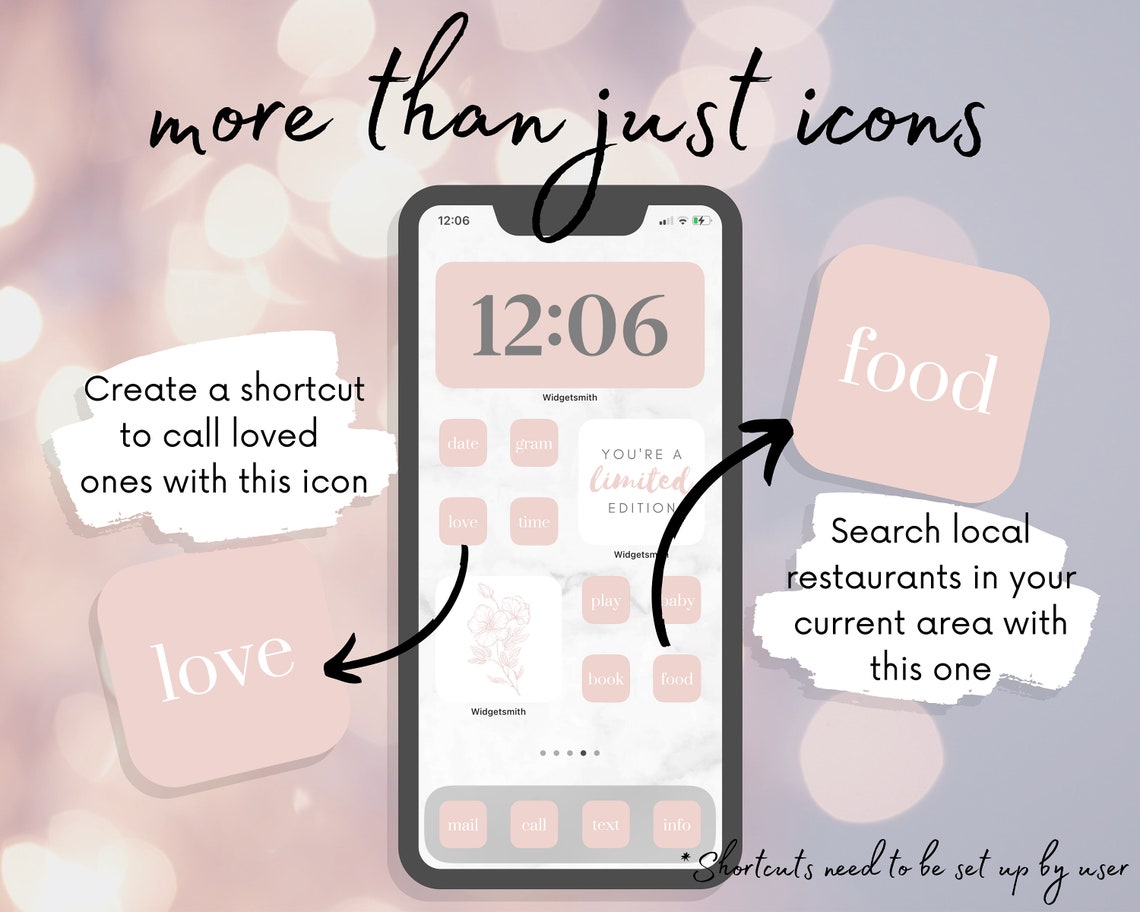 24pk Blush Pink Word App Icons + 6 Widget Images, All Colour Matched ...