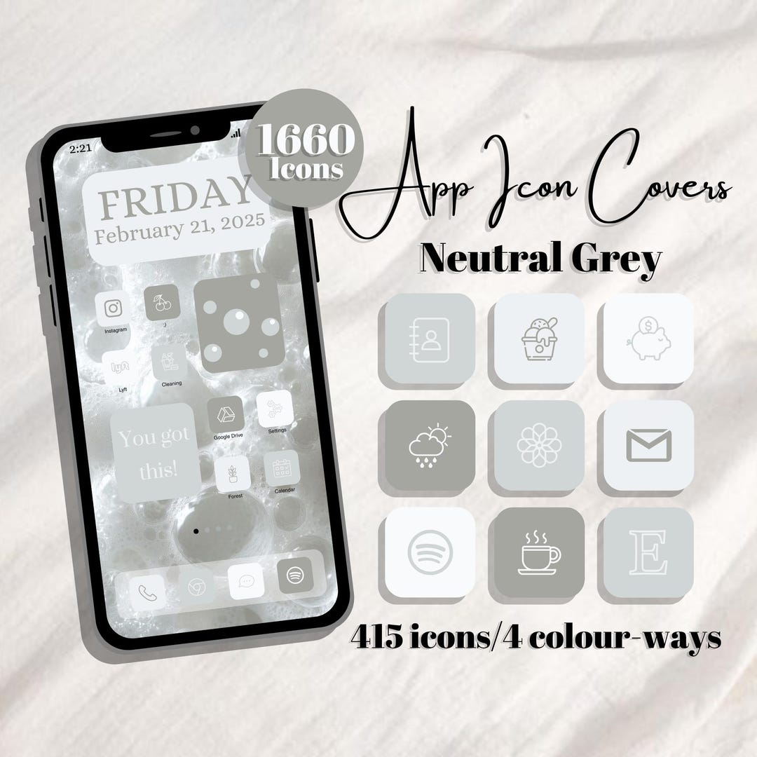 Neutral Grey - App Icons: Grey Ios Theme (1660 Icons) (digital Download ...