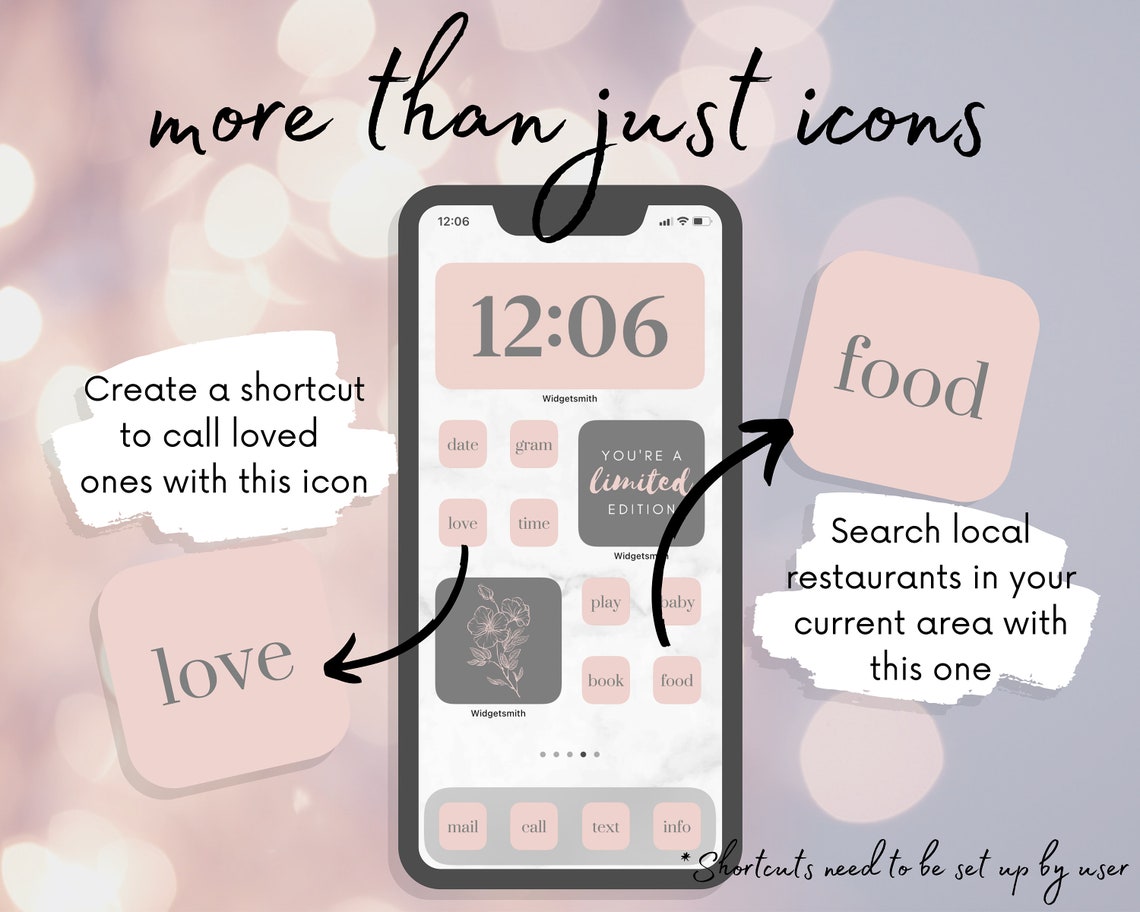 24pk Pink With Grey Word App Icons + 6 Widget Images, All Colour ...