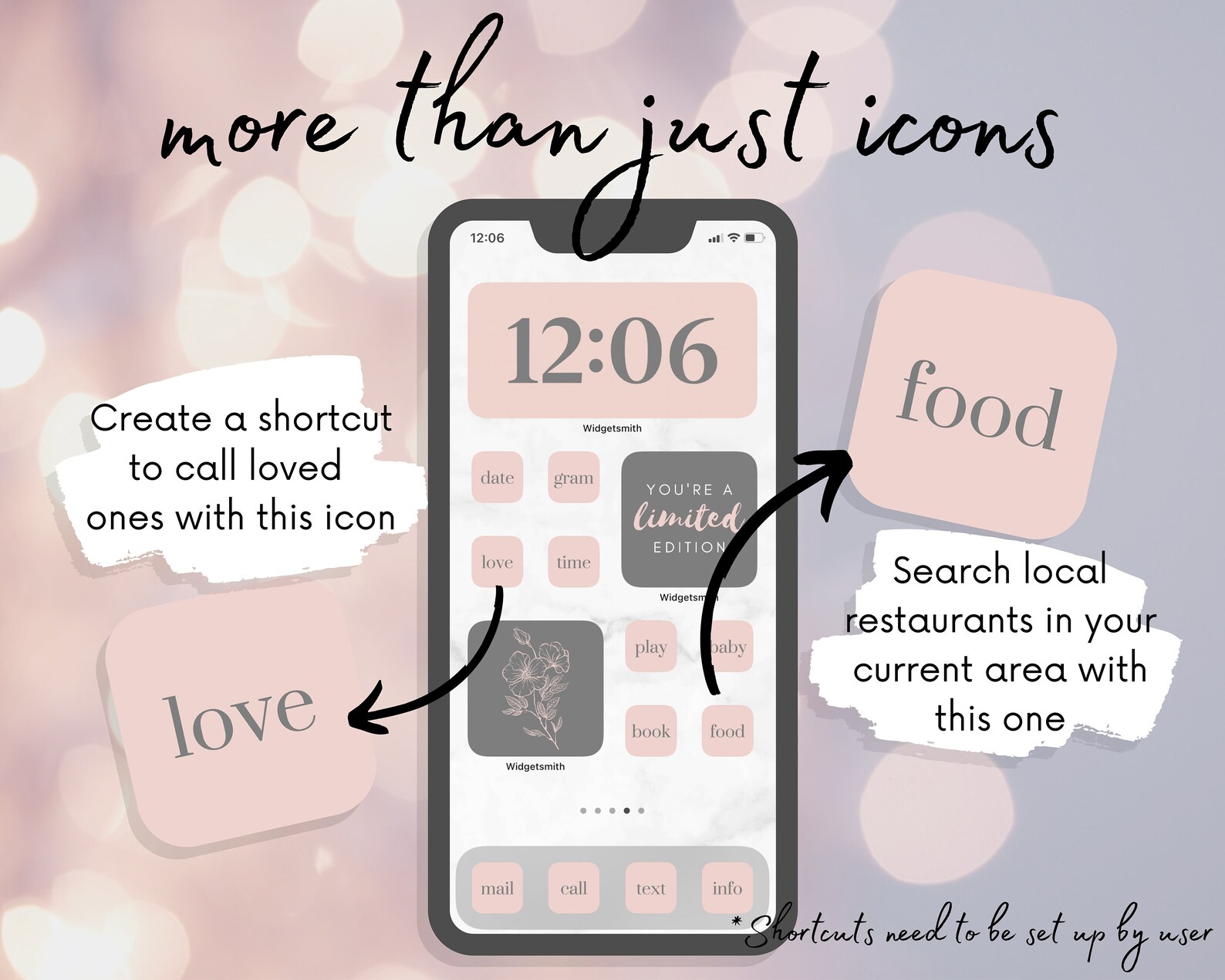 24pk Pink With Grey Word App Icons + 6 Widget Images, All Colour ...