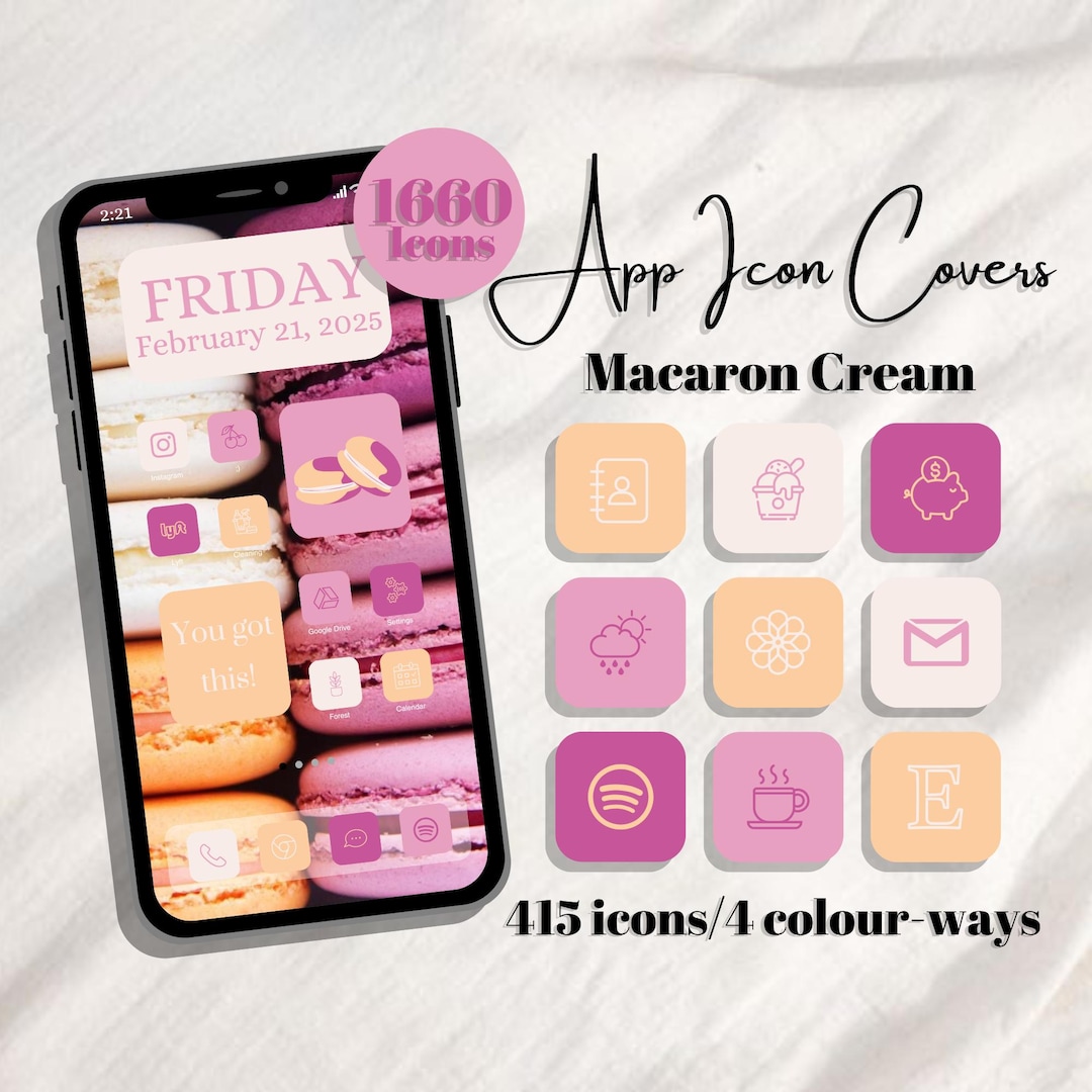 Macaron Cream - App Icons: Pink, Orange, & White Ios Theme (1660 Icons ...