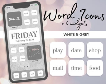 24pk Blush Pink Word App Icons 6 Widget Images All Colour | Etsy