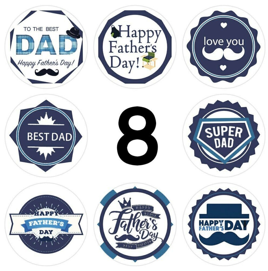 38mm 80pcs 8 Styles Happy FATHERS DAY Sticker Dads Gift Wrap Best Dad ...