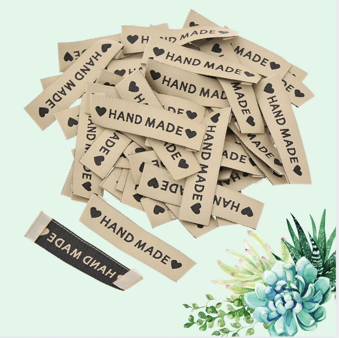Handmade with Love Label Woven Fabric Sewing Cotton Garment Handmade ...