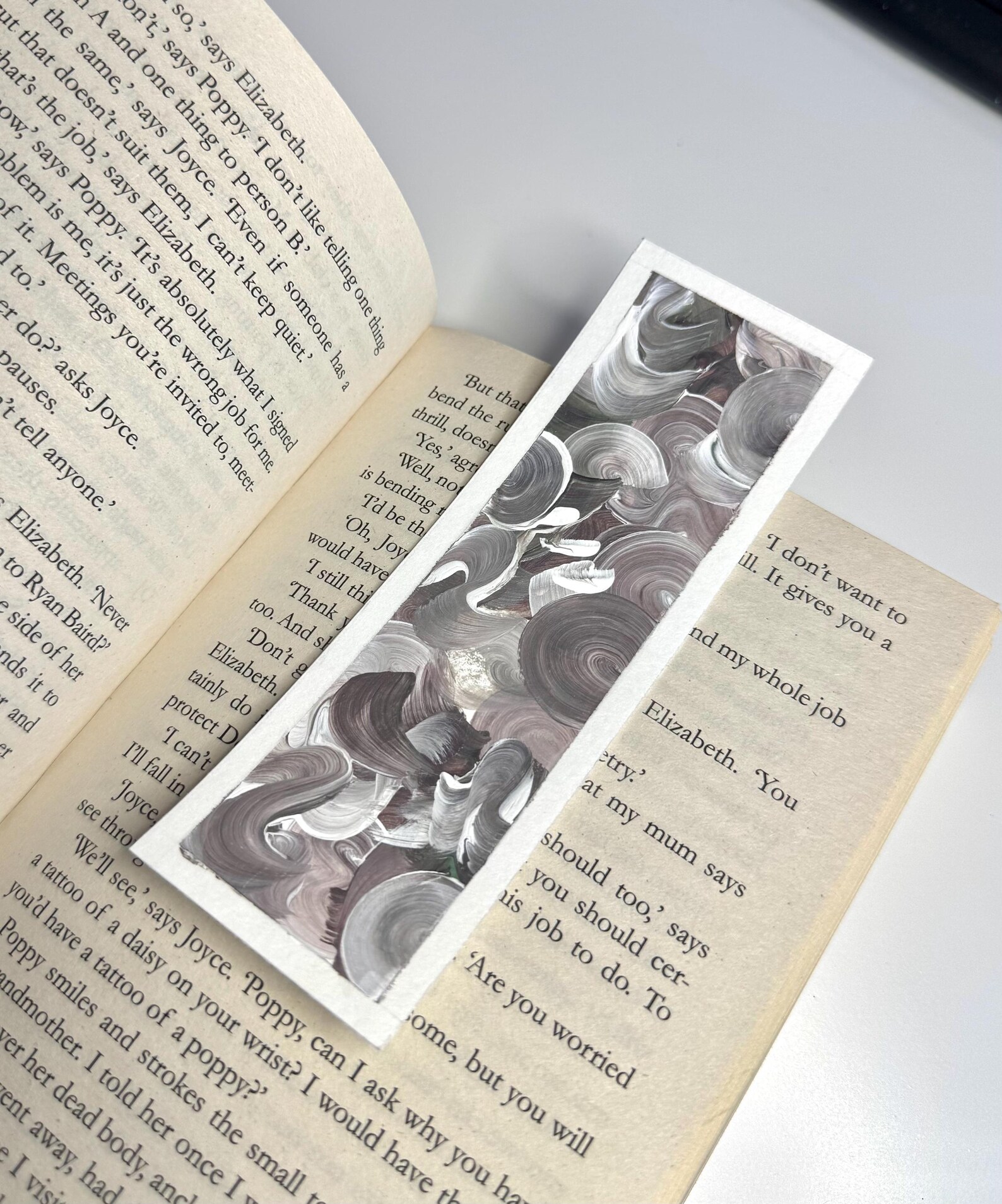 Grey Hand Painted Abstract Art Bookmark, Hand Made Design, Book Lovers ...