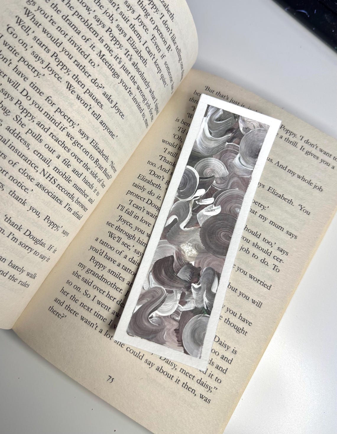 Grey Hand Painted Abstract Art Bookmark, Hand Made Design, Book Lovers ...