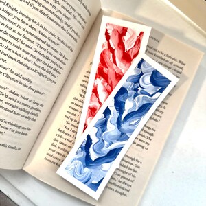 Pack of 2 - Blue and Red Hand Painted Bookmarks for Book Lovers ...