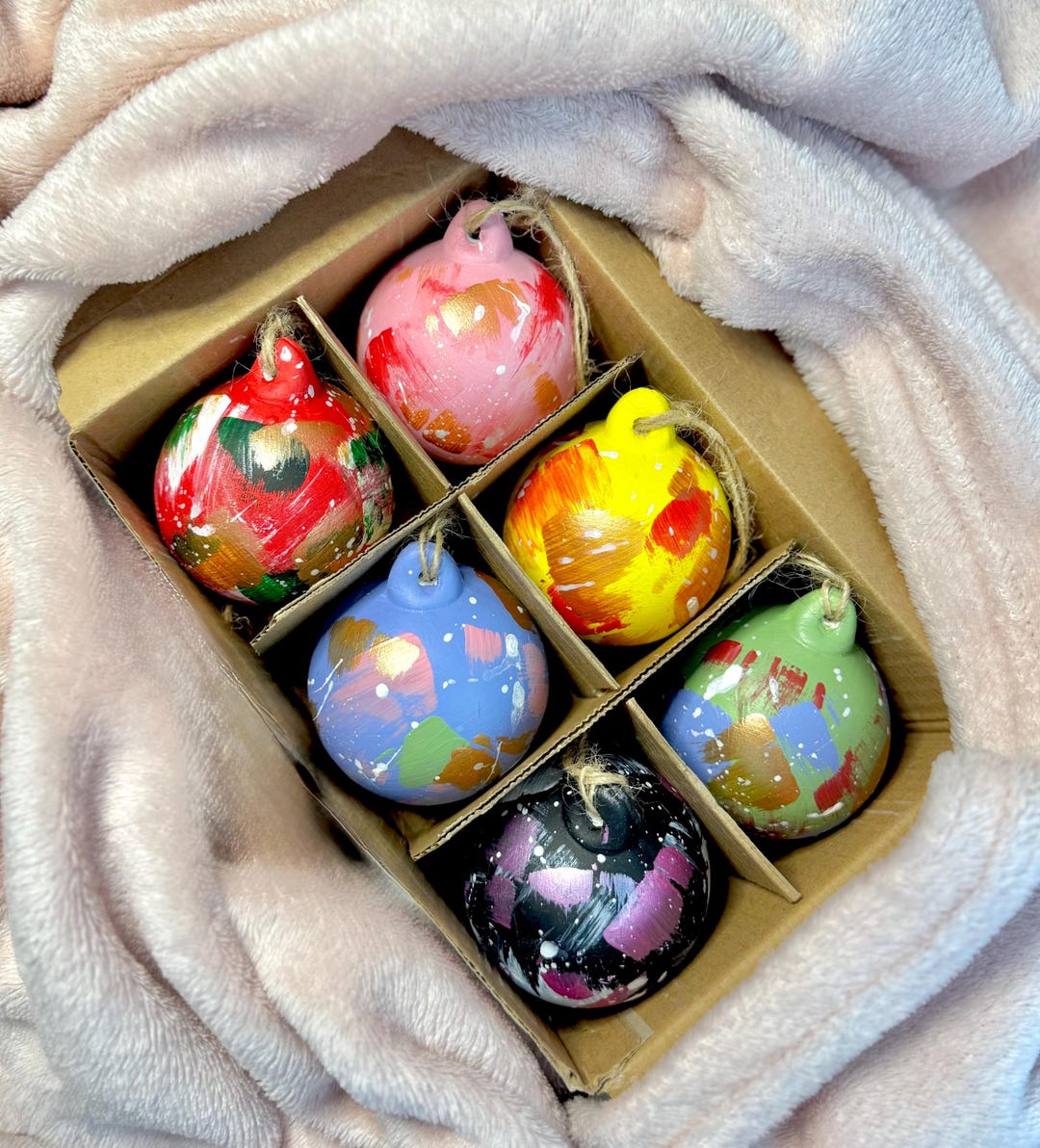 Hand-painted Christmas Baubles, Colourful Holiday Decorations - Etsy