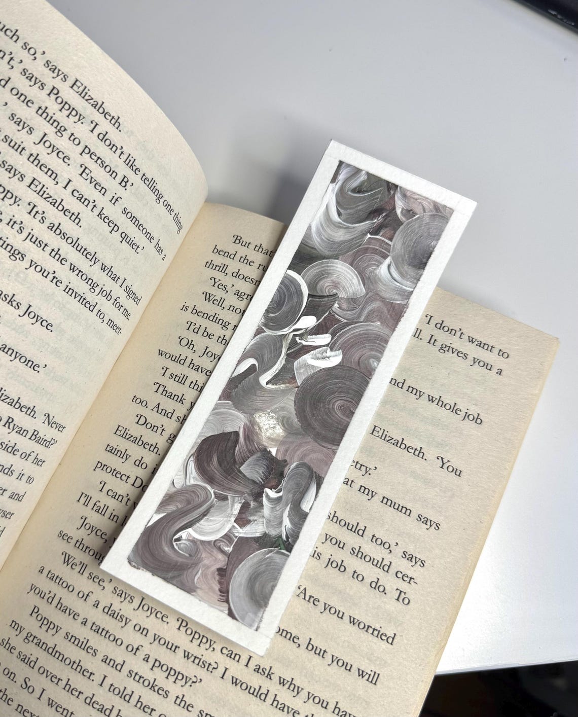 Grey Hand Painted Abstract Art Bookmark, Hand Made Design, Book Lovers ...