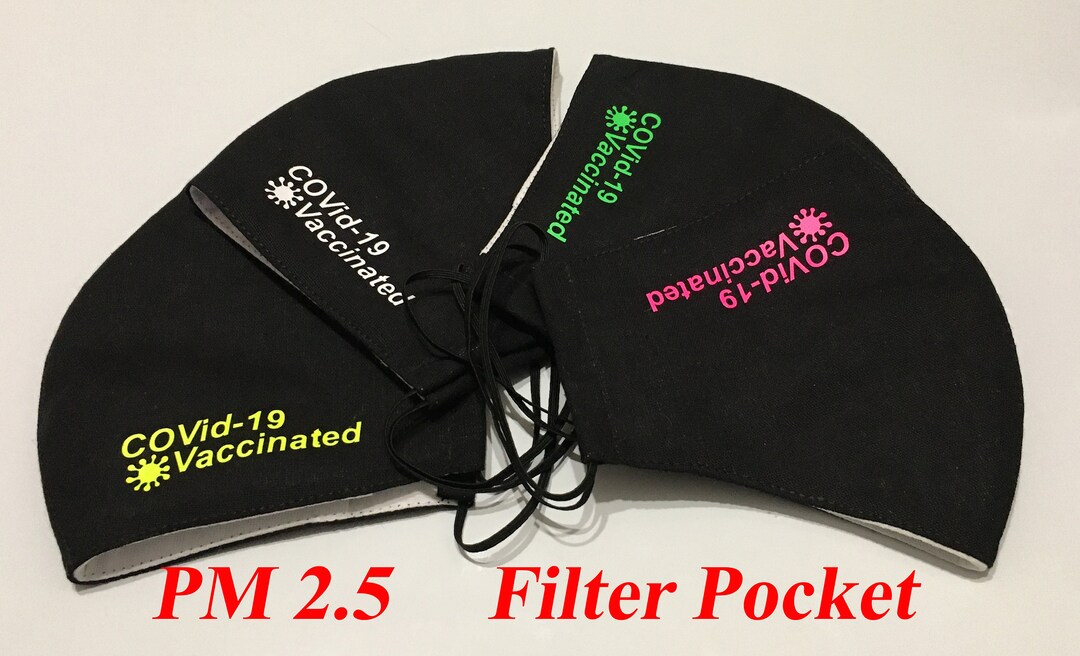 Vaccinated Face Masks, Filter Pocket, PM 2.5, 3 layers, Face Mask With ...