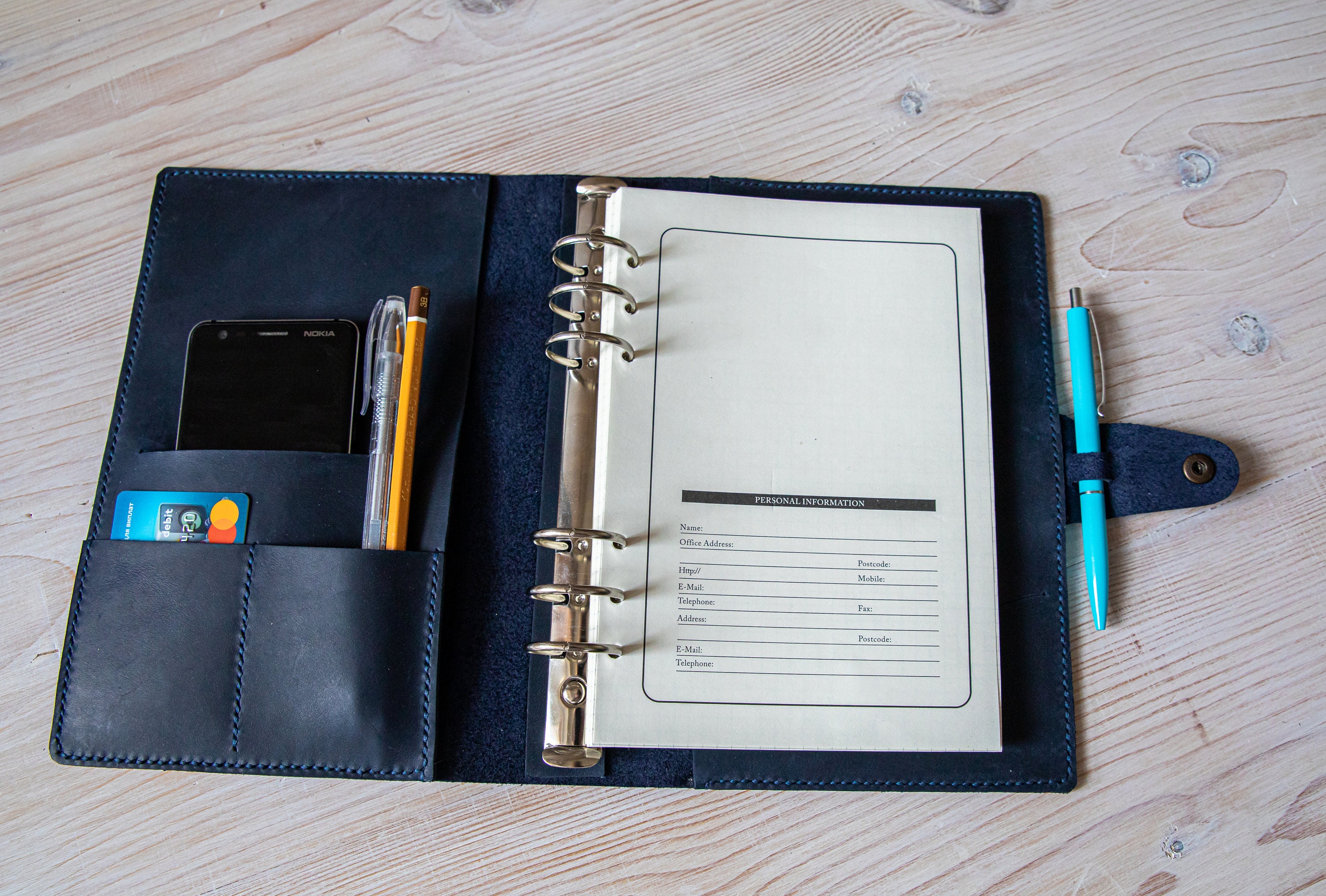 A5 Leather Journal, Personalised Binder, Planner Cover, Notebook Cover ...