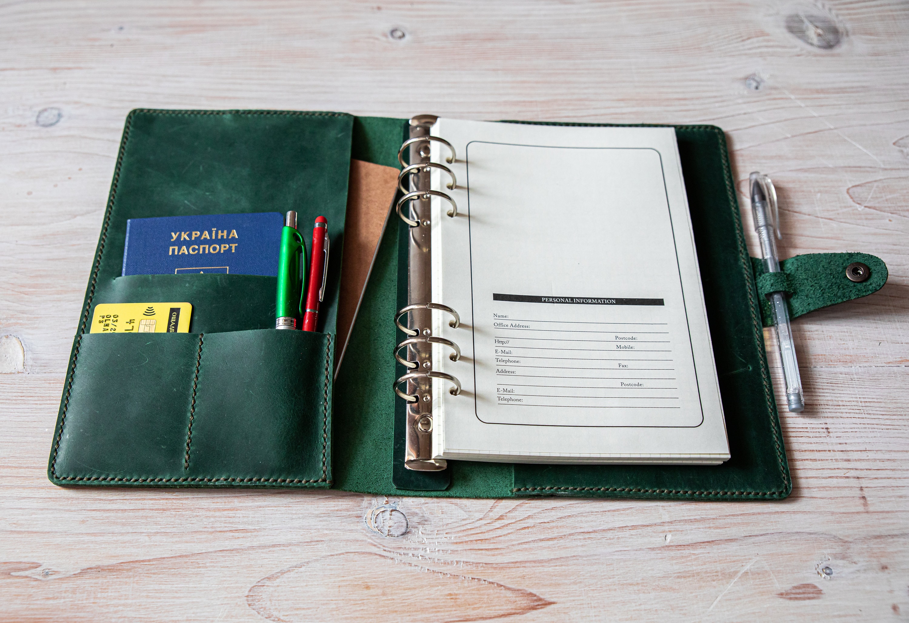 A5 Leather Journal, Personalised Binder, Planner Cover, Notebook Cover ...