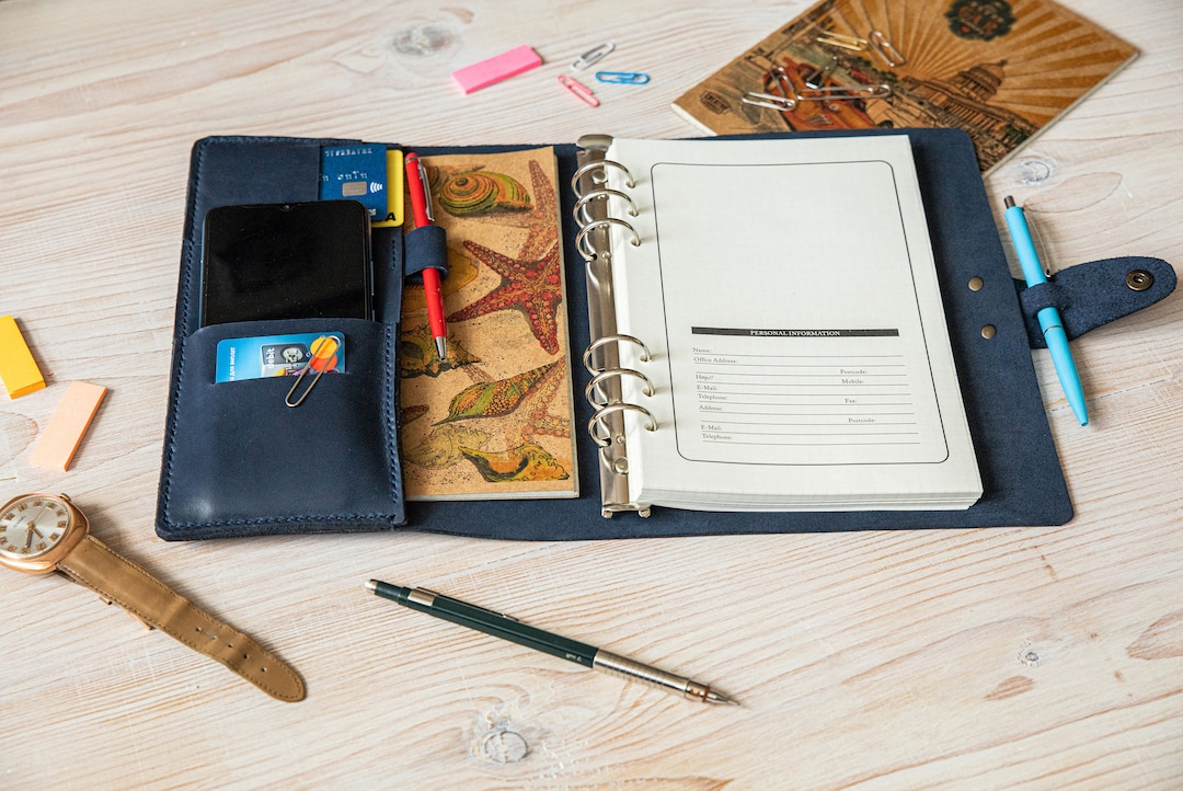 Personalized A5 Leather Planner 6/3 Ring Binder Refillable, Lagenda ...