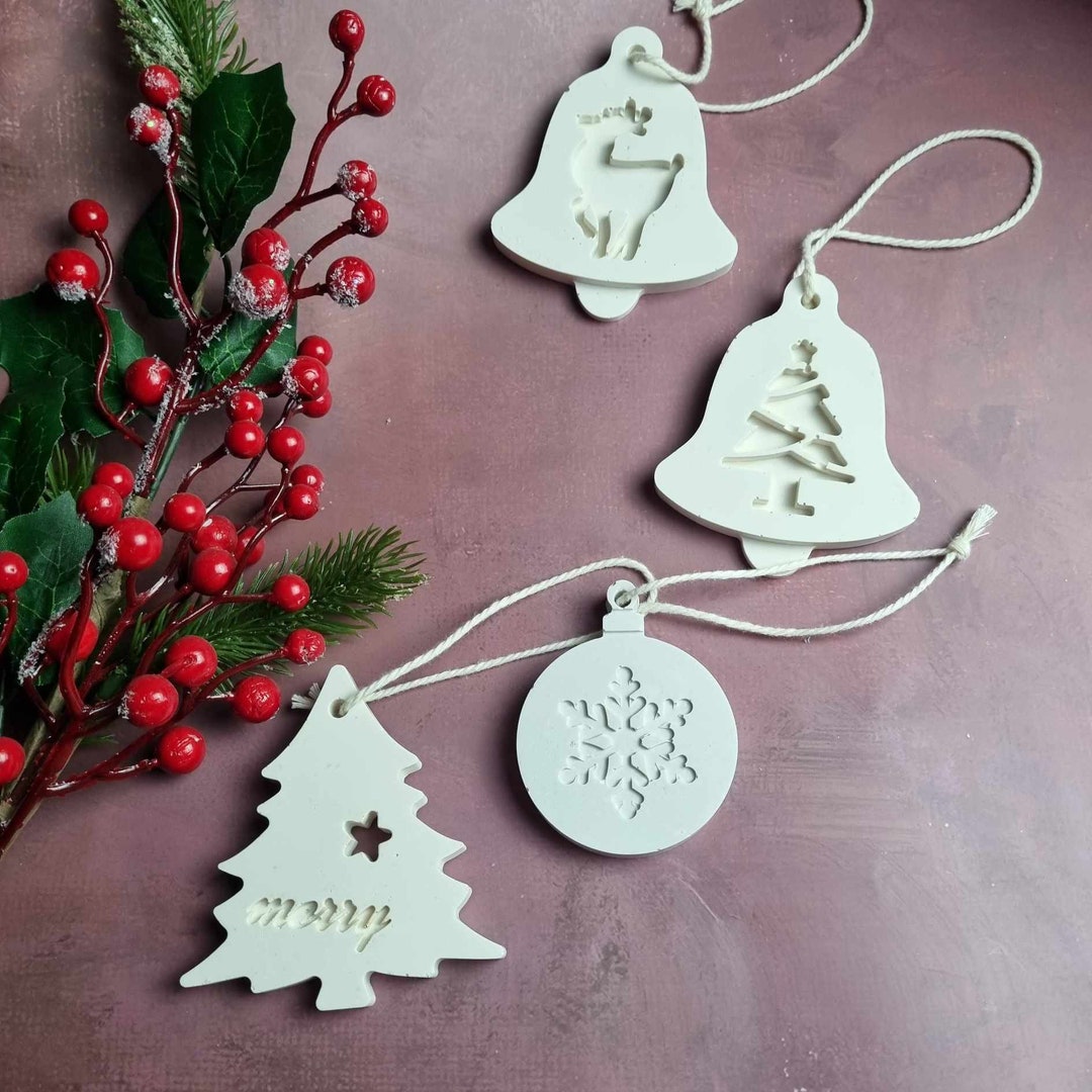 Handcrafted Gypsum Christmas Ornaments | Elegant Holiday Tree Decor ...