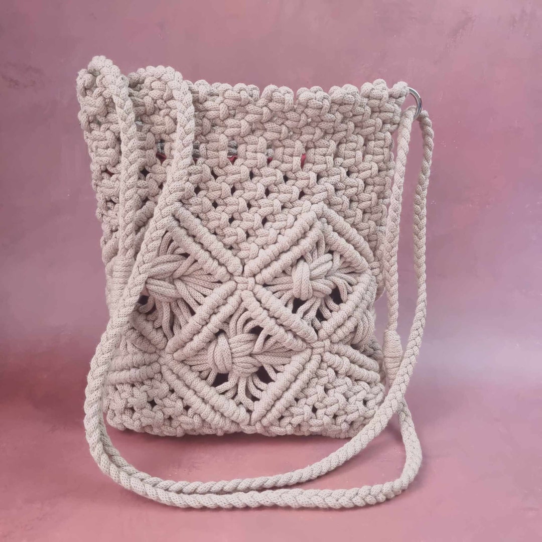 Elegant Light Grey Macrame Handbag - for the Modern Princesses and ...