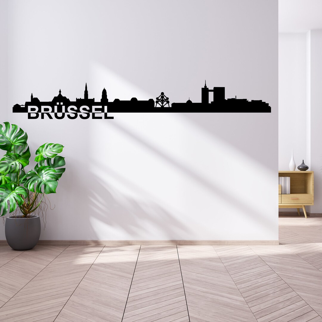 Wall Sticker Cities Skyline Brussels Europe Wall Sticker Panoramic Wall ...