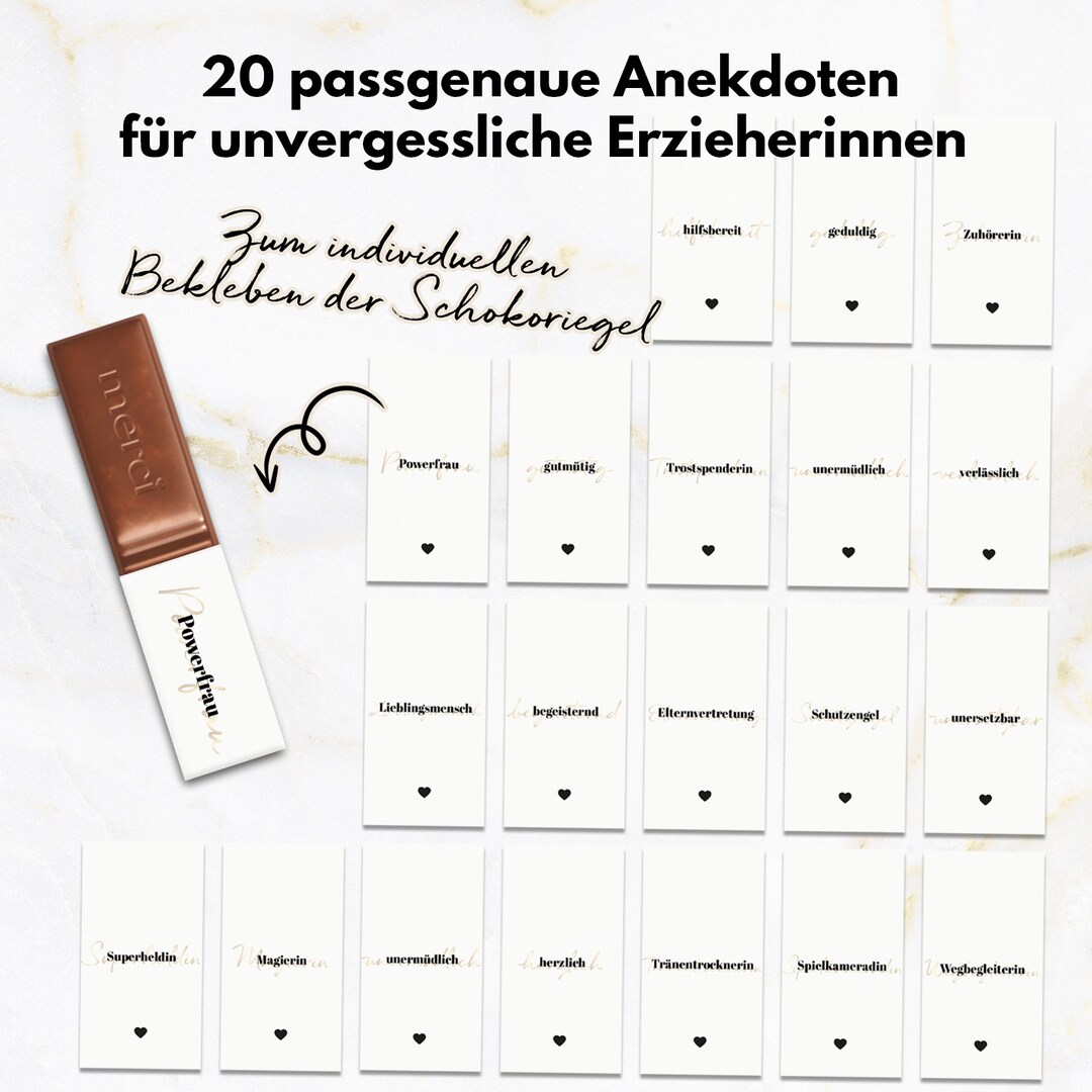 Sticker Set Merci educator Self-adhesive Chocolate Gift Love Y062-02 - Etsy