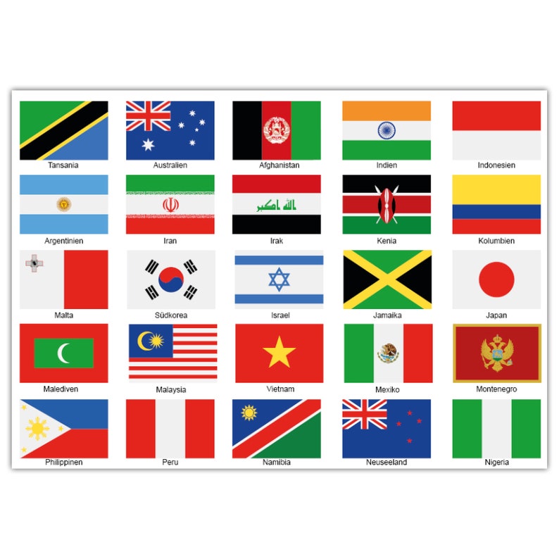 50 Country Flags Sticker Set "worldwide" for Model Making Bicycle Car ...