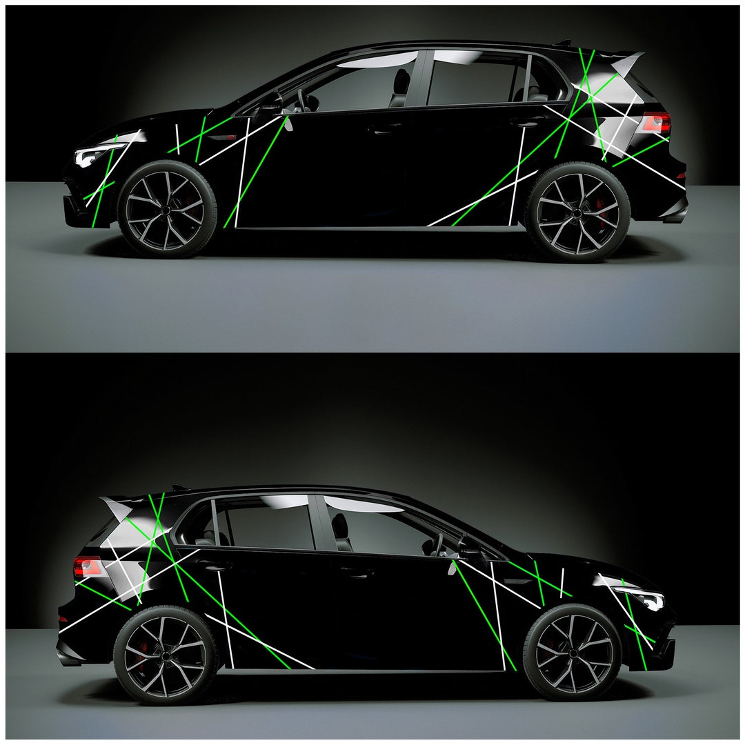 Set of 2 10 M Decorative Strips Car 15 Mm Neon Green & White Gloss - Etsy