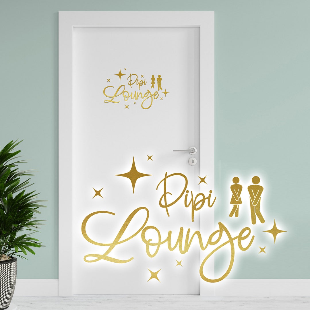 Bathroom Sticker Pipi Lounge gold Toilet Toilet Door Funny Guest Toilet ...