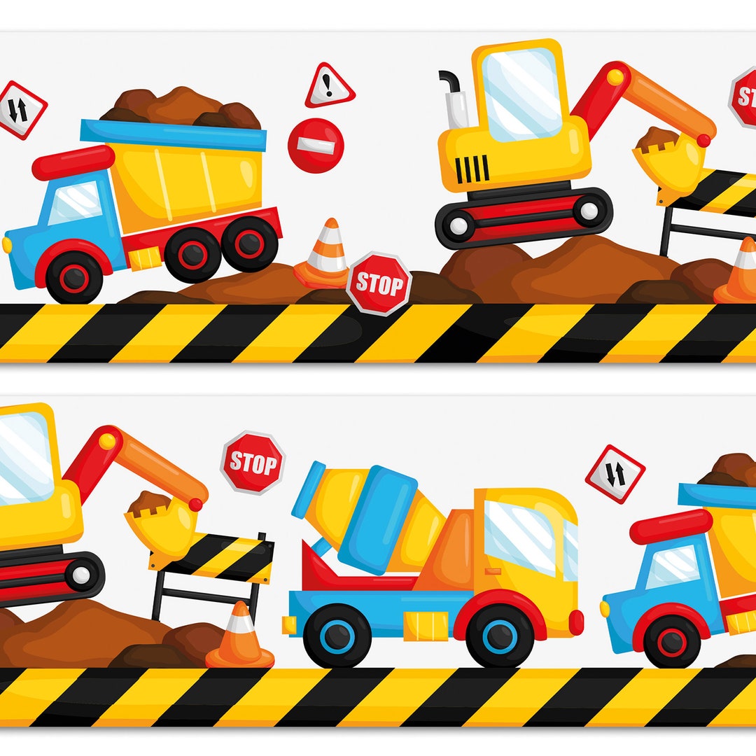 Wall Sticker Children's Room Border Construction Site Excavator 15 Cm X ...