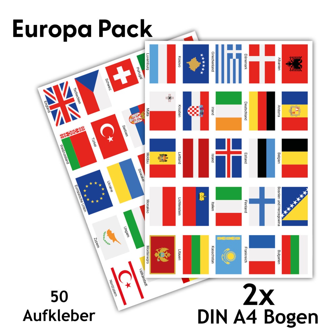 50 Country Flags Sticker Set europe for Model Making Bicycle Car ...