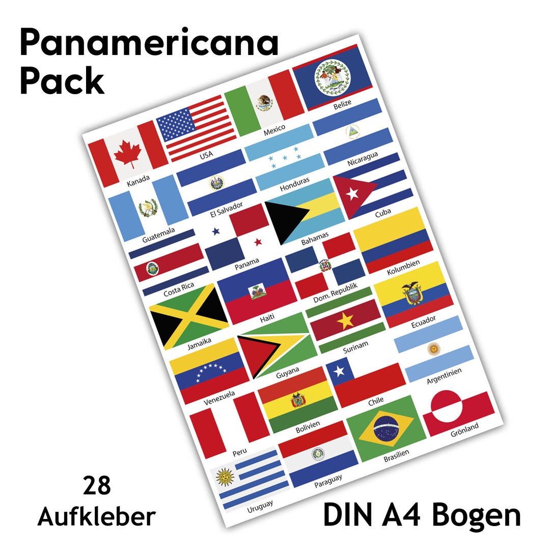 28 Country Flags Sticker Set "panamericana" for Model Making Bicycle ...