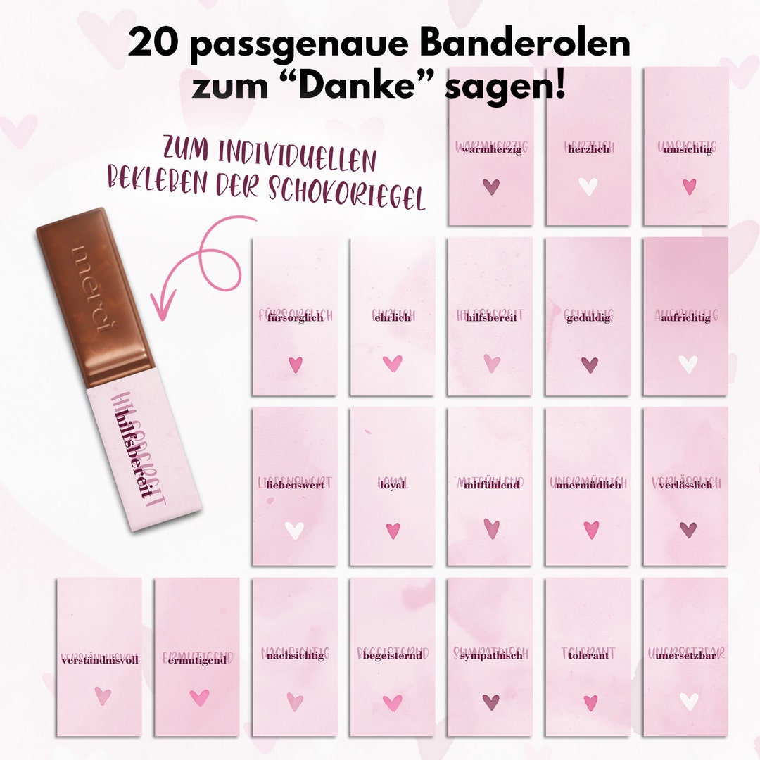 Sticker Set Merci just Thank You Self-adhesive Chocolate Gift Love Y062 ...